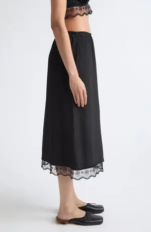 Simone Rocha Lace Trim Crêpe De Chine Skirt - Black