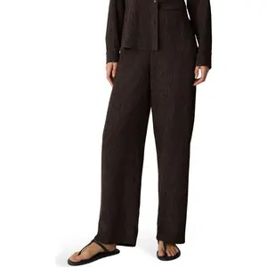 Eileen Fisher Textured Straight Leg Pants - Truffle