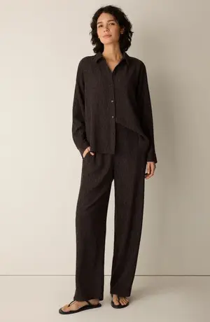 Eileen Fisher Textured Straight Leg Pants - Truffle