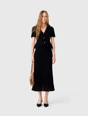 Maje Knit Skirt With Peplum Hem