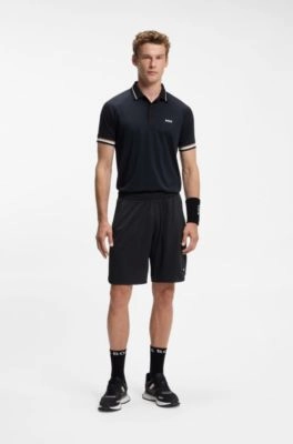 BOSS Active Stretch Fabric Shorts With Mesh Pocket Bags