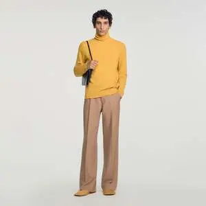 Sandro Cashmere Turtleneck Sweater - Mustard