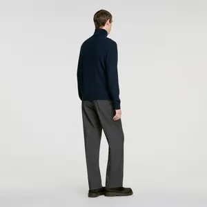 Sandro Cashmere Roll Neck Sweater - Navy Blue