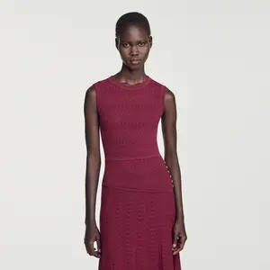 Sandro Pointelle Knit Maxi Dress