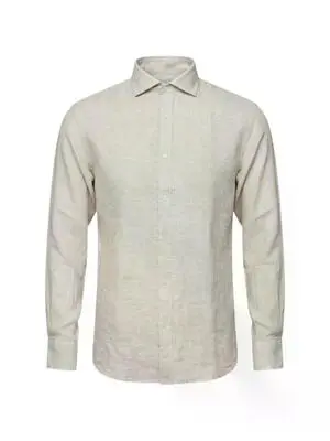 ALLEY DOCKS 963 Long-sleeve Linen Shirt - Neutrals