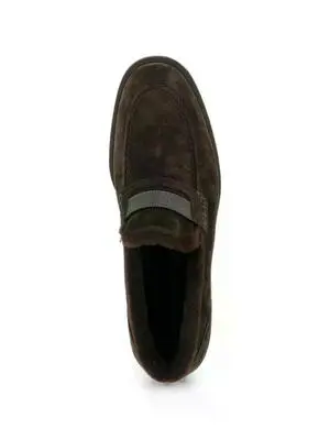 Brunello Cucinelli Suede Loafers With Monile Embroidery
