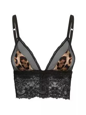Dolce & Gabbana Leo-print Satin Bra - Black