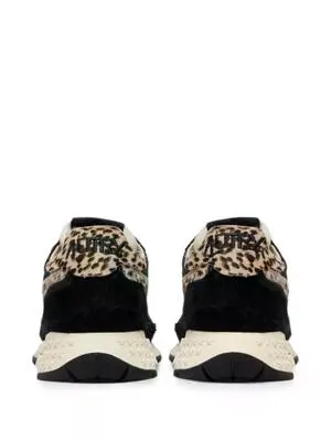 AUTRY Reelwind Low Leopard-print Pony-hair Sneakers - Black