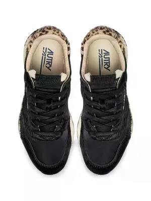 AUTRY Reelwind Low Leopard-print Pony-hair Sneakers - Black