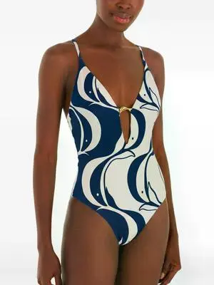 Farm Rio V-neck Swimsuit - Blue