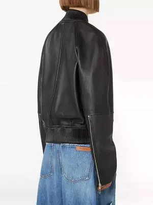 Sportmax Ribbed-trim Leather Jacket