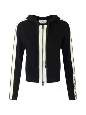 Elisabetta Franchi Two-colour Knit Sweatshirt With Logo - Black