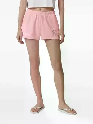 SPORTY & RICH Crystal Embellished Cotton Shorts