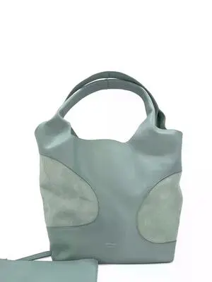FERRAGAMO Suede Panel Shoulder Bag - Blue