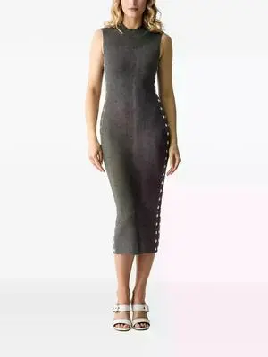 Karl Lagerfeld Ribbed-knit Stud-embellished Dress - Grey
