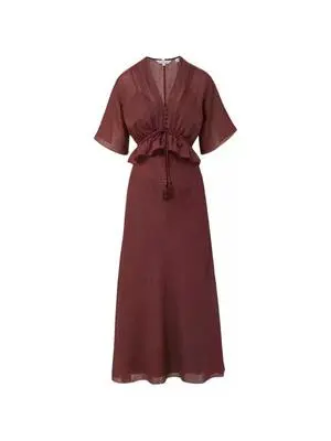 Veronica Beard Dominick Ruffled Lace-trim Midi Dress - Red