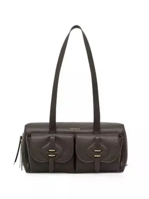 COCCINELLE Grainy-leather Pocket-detail Tote Bag - Brown