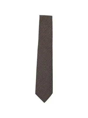 Canali Textured-finish Silk Tie - Brown