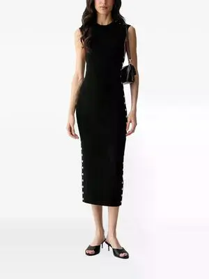 Karl Lagerfeld Stud-embellished Ribbed-knit Dress - Black