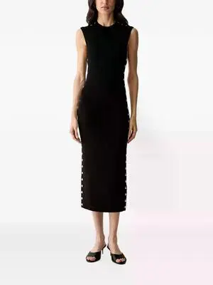 Karl Lagerfeld Stud-embellished Ribbed Knit Dress - Black