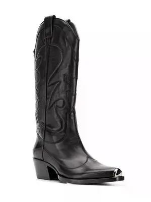 HTC LOS ANGELES Leather Cowboy Boots With Metal Tip