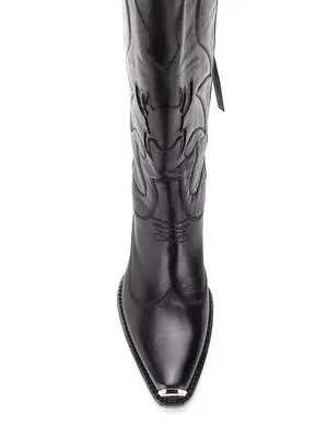HTC LOS ANGELES Leather Cowboy Boots With Metal Tip