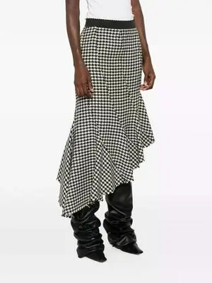 Attico Houndstooth Asymmetric Midi Skirt