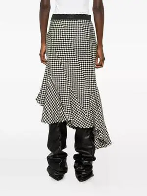 Attico Houndstooth Asymmetric Midi Skirt