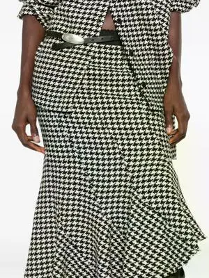 Attico Houndstooth Asymmetric Midi Skirt
