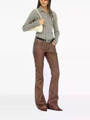 DIESEL® Bootcut Pants In Treated Coated Fabric - Brown