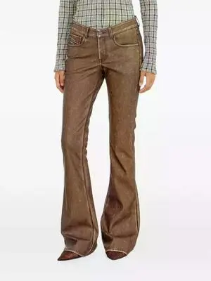 DIESEL® Bootcut Pants In Treated Coated Fabric - Brown