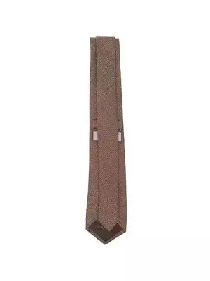 Canali Geometric-pattern Wool Tie - Brown