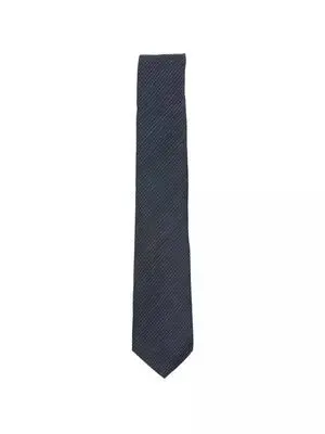 Canali Micro-patterned Wool Tie - Blue