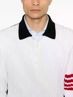 Thom Browne 4-bar Cable-knit Polo Shirt