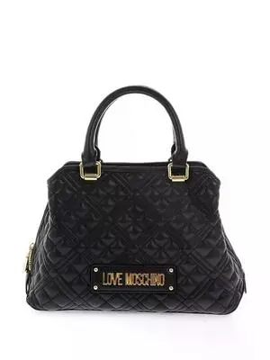 Moschino Quilted Logo-plaque Tote Bag - Black