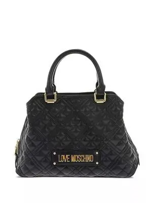 Moschino Quilted Logo Plaque Tote Bag