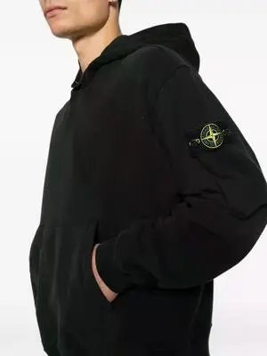 Stone Island Logo Patch Hoodie - Black