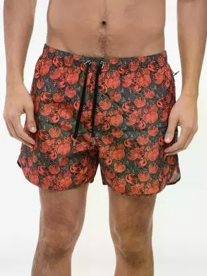 Neil Barrett Cherry-print Drawstring-fastening Swim Shorts - Red