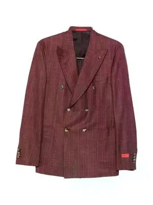 Isaia Double-breasted Pinstripe Suit - Red