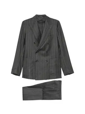 Tagliatore Pinstripe-pattern Double-breasted Suit - Grey