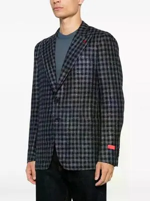 Isaia Gingham-check Notched-lapel Blazer