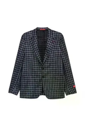 Isaia Gingham-check Notched-lapel Blazer - Blue