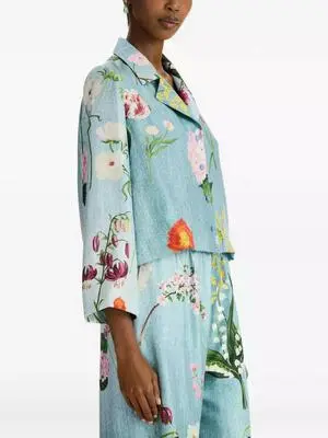 Oscar De La Renta Botanical-print Silk Blouse