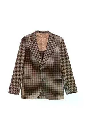 GABRIELE PASINI Houndstooth-pattern Notched-lapels Jacket - Brown