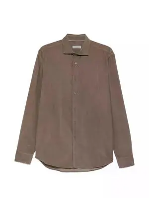 Canali Corduroy Long-sleeve Shirt - Brown