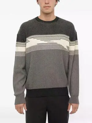 Neil Barrett Ribbed Knit Panelled Sweater - Grey
