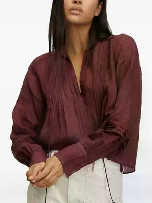 Veronica Beard Pintuck-pleated Tassel-tie Blouse - Red