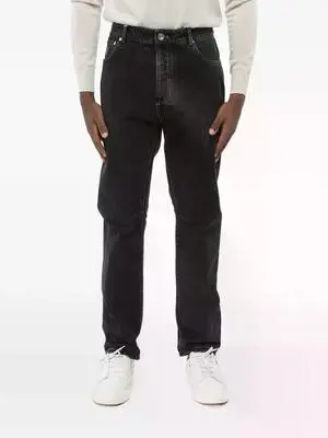 Brunello Cucinelli Straight Leg Jeans With Logo Patch - Black