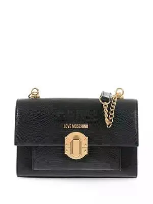 Moschino Logo-plaque Chain-link Cross Body Bag - Black
