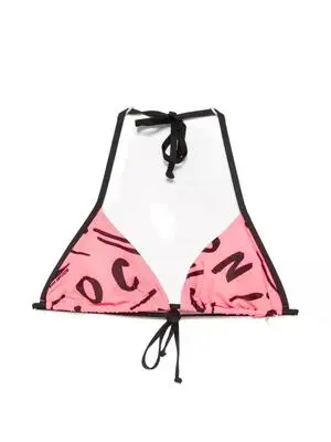 Moschino Logo-print Triangle Bikini Top - Pink